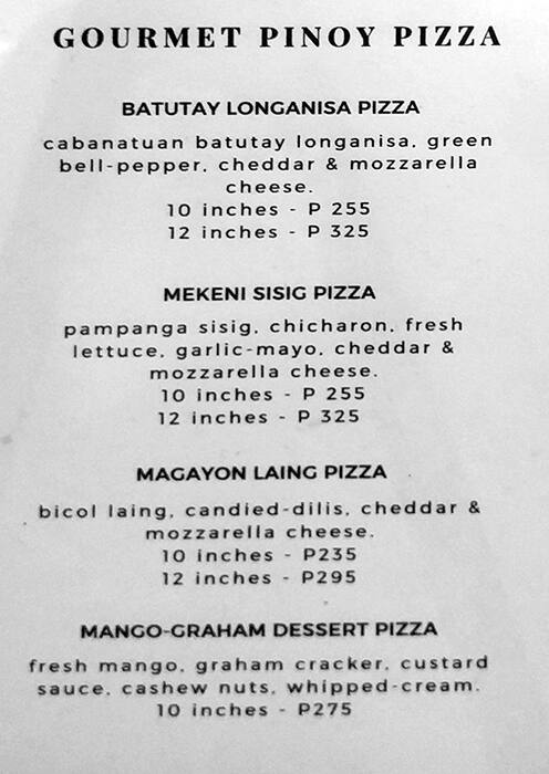 Menu at A SLICE OF LIFE restaurant, Mandaluyong
