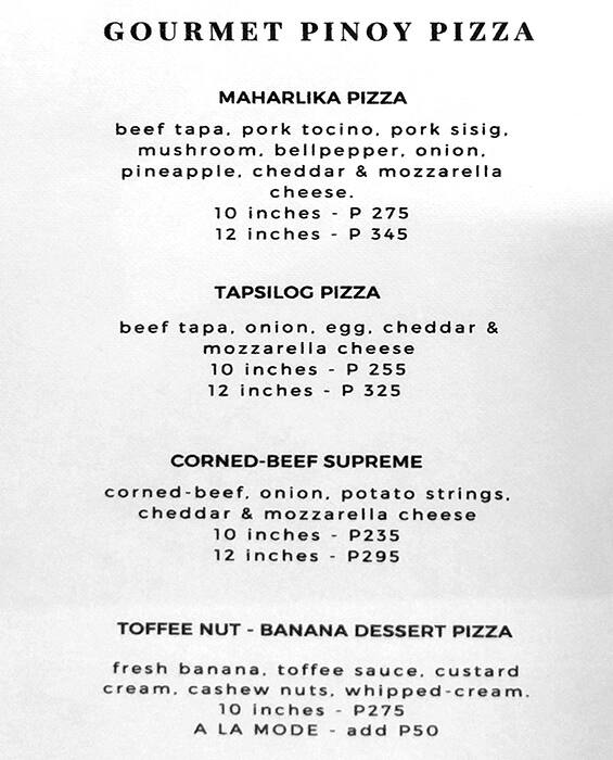 Menu at A SLICE OF LIFE restaurant, Mandaluyong