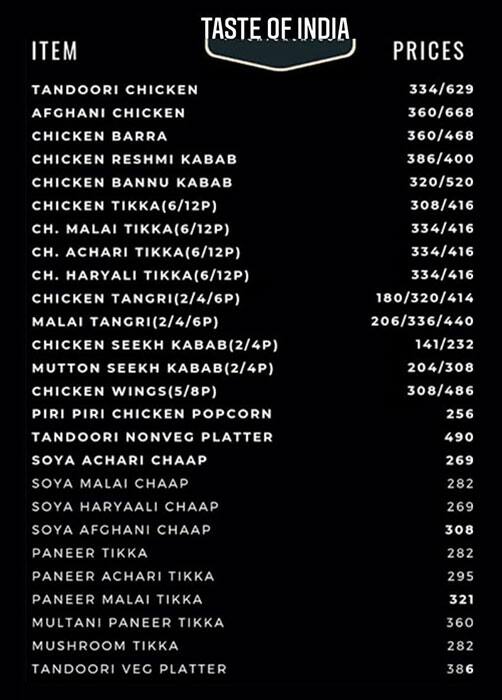 Menu at Taste Of India, Noida, Shop 1