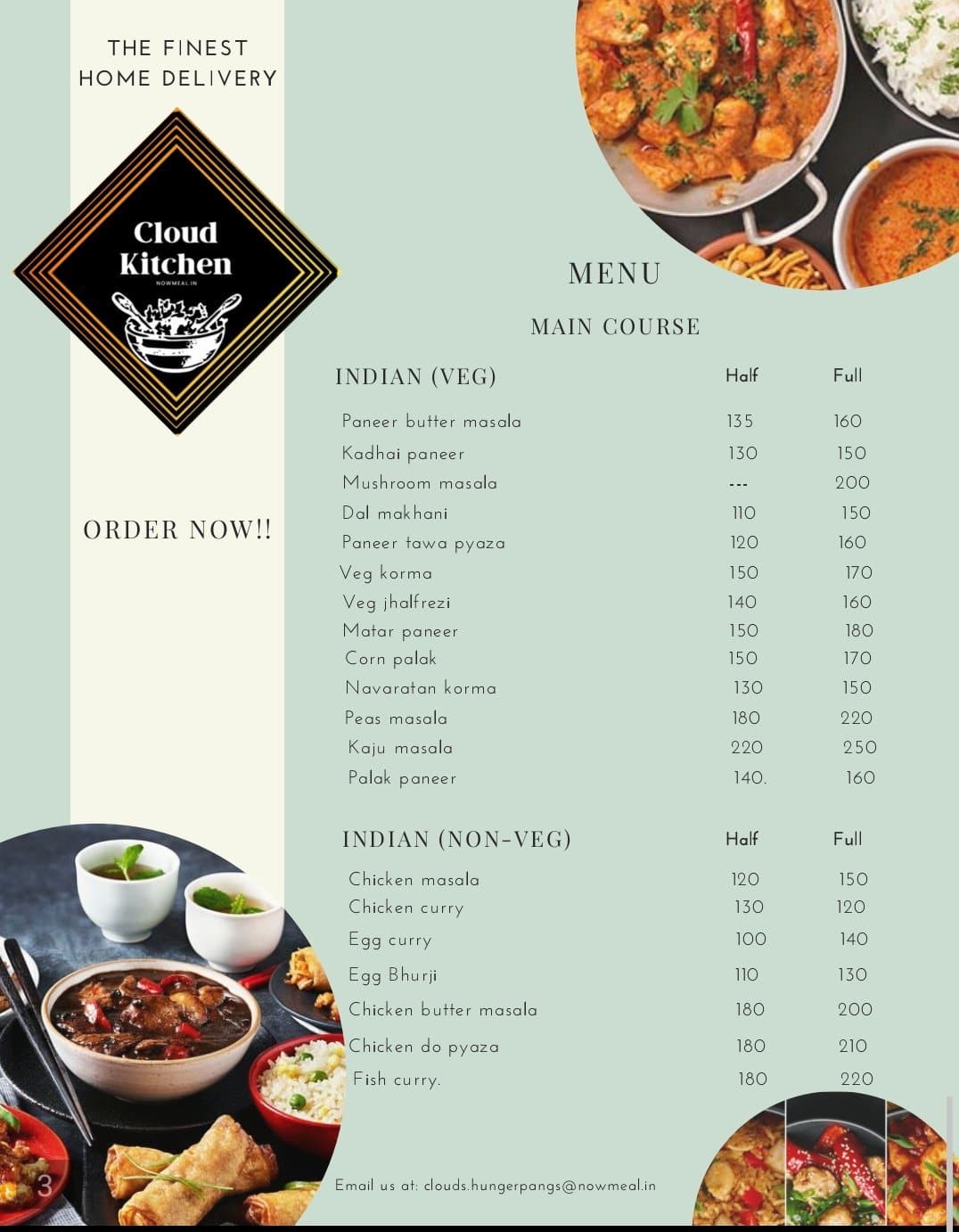 Menu of Cloud Kitchen, Sonari, Jamshedpur