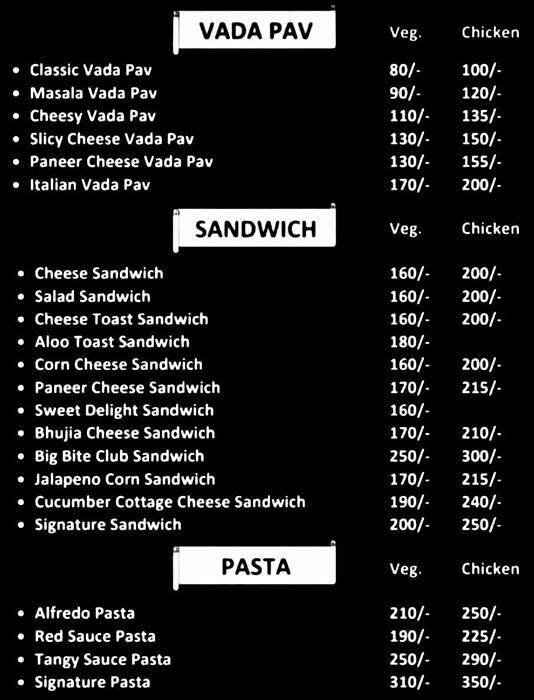 Menu of Cheese Burst Cafeteria, Chinar Park, Kolkata