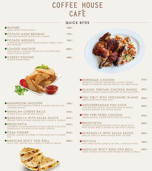 Menu of The Hidden Gem Coffee House, Mashobra, Shimla