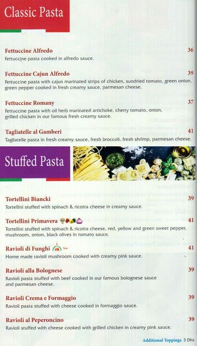 Menu at Forno Uno restaurant, Dubai, Level 1