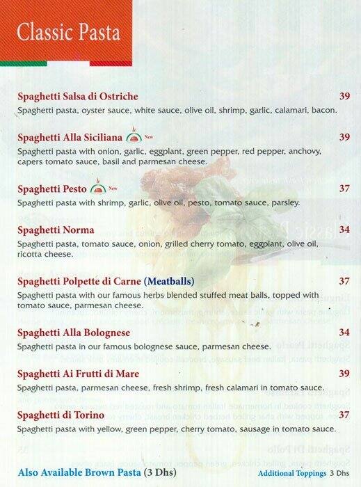 Menu at Forno Uno restaurant, Dubai, Level 1