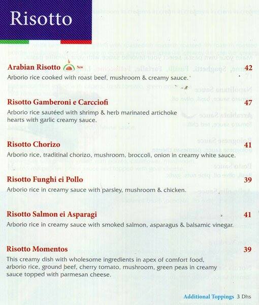 Menu at Forno Uno restaurant, Dubai, Level 1