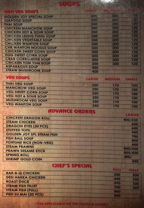 Golden Joy Menu, Menu for Golden Joy, Tangra, Kolkata - Zomato