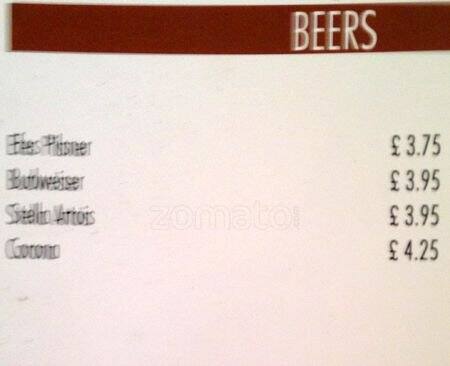 Menu at Grand Bazaar restaurant, London