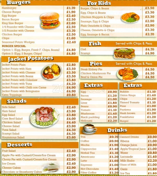 Menu at Star Cafe, Enfield, 256 High St