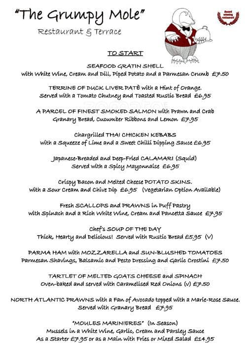 The Grumpy Mole Menu, Menu for The Grumpy Mole, Cheam, London - Zomato UK