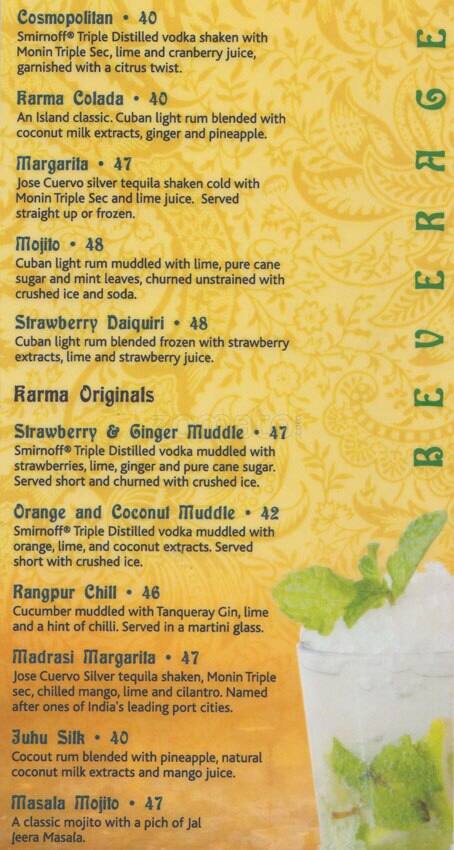 Menu at Karma Restaurant, Randburg, 51 Greenfield Rd