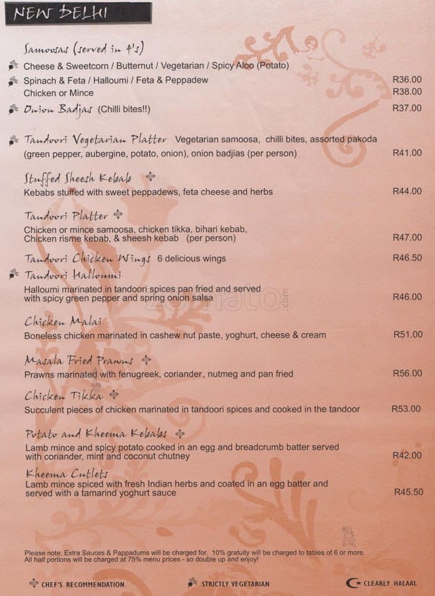 Menu at Karma Restaurant, Randburg, 51 Greenfield Rd
