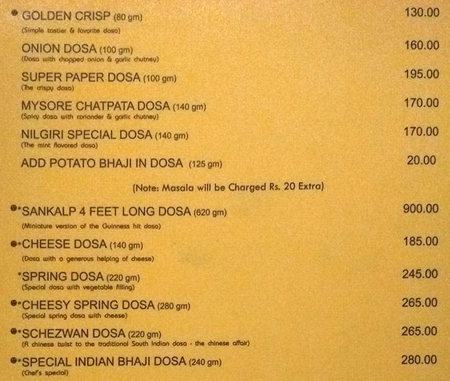 Menu at Sankalp Restaurant, Ahmedabad, No. F-6