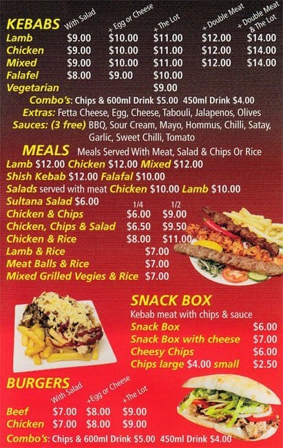 Menu at Yes Kebab restaurant, Kewdale