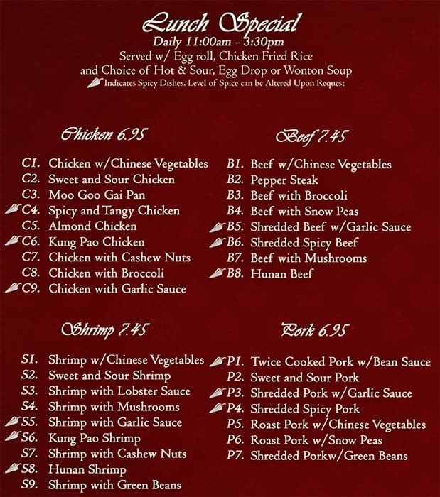 Nasa Food Menu