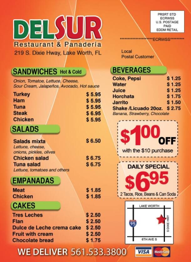 Del Sur Latin Mexican Menu, Menu for Del Sur Latin Mexican, Lake Worth ...