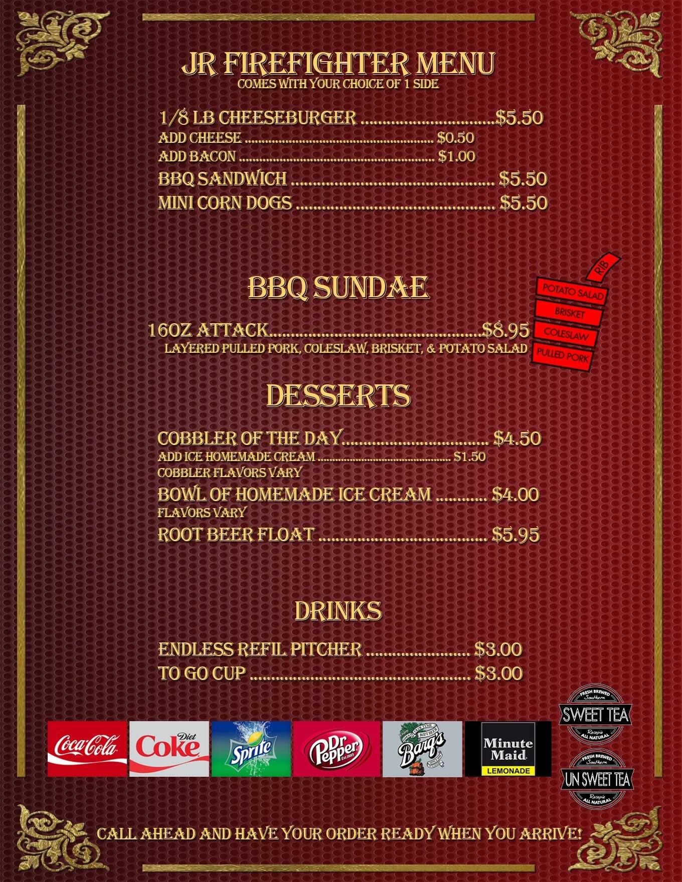 Menu at Firehouse BBQ, Soldotna, Near 45015