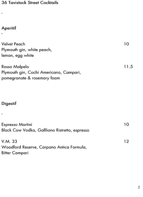 Menu at Cafe Murano Pastificio, London