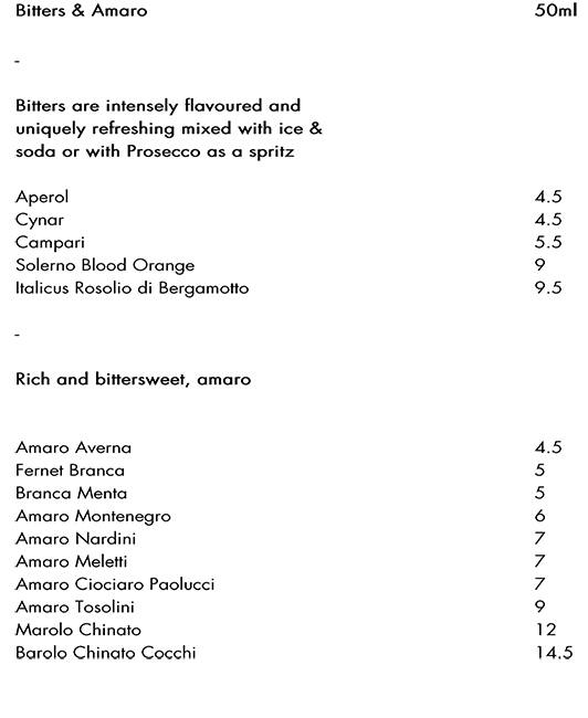 Menu at Cafe Murano Pastificio, London
