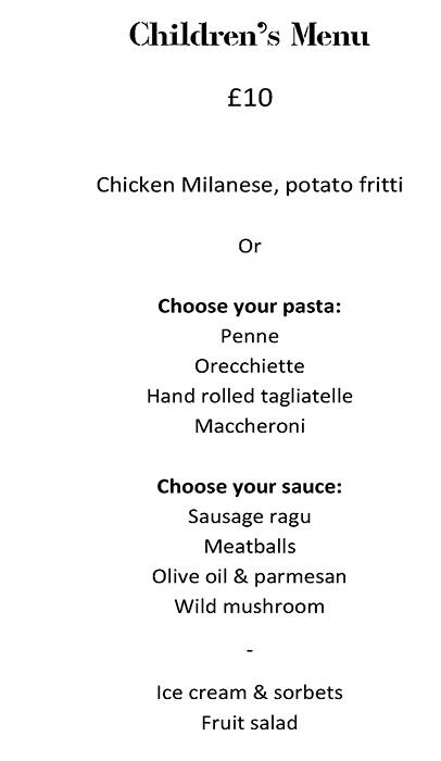 Menu at Cafe Murano Pastificio, London