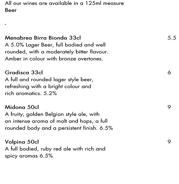 Menu at Cafe Murano Pastificio, London