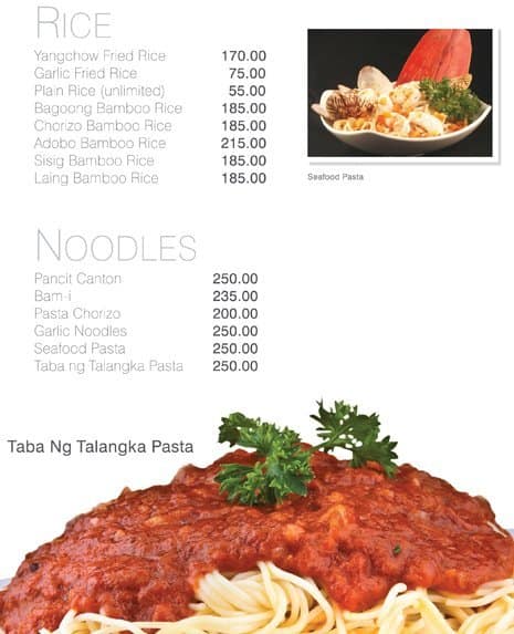 Menu at Oyster Bay Seafood Restaurant, Mandaue City, Bridges Town Square