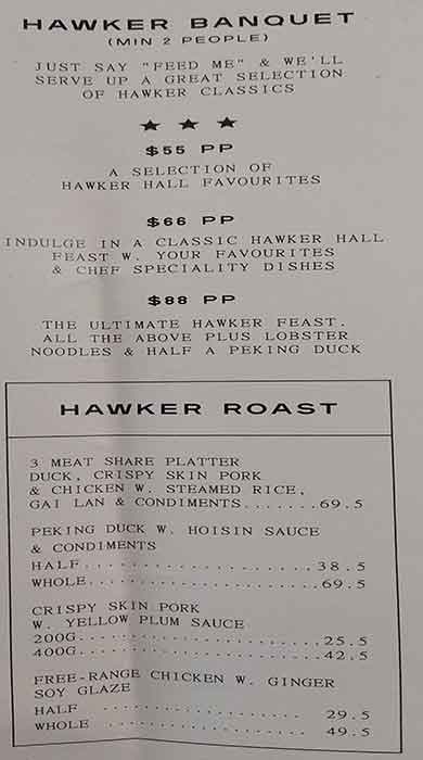 Menu at Hawker Hall restaurant, Windsor