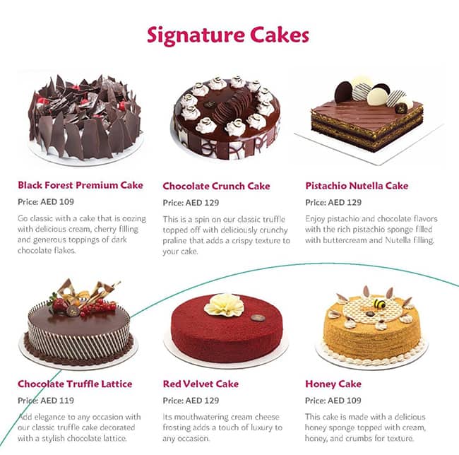 Menu of Mister Baker, Al Jurf, Ajman