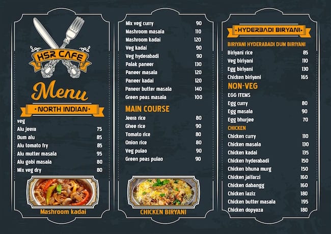 Menu at Bangalore Cafe HSR, Bengaluru