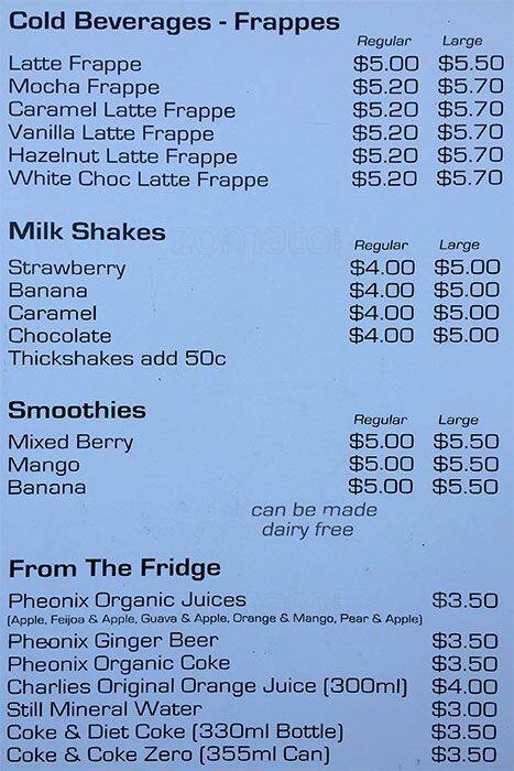 Menu at DTC - Drive Thru Cafe, Auckland