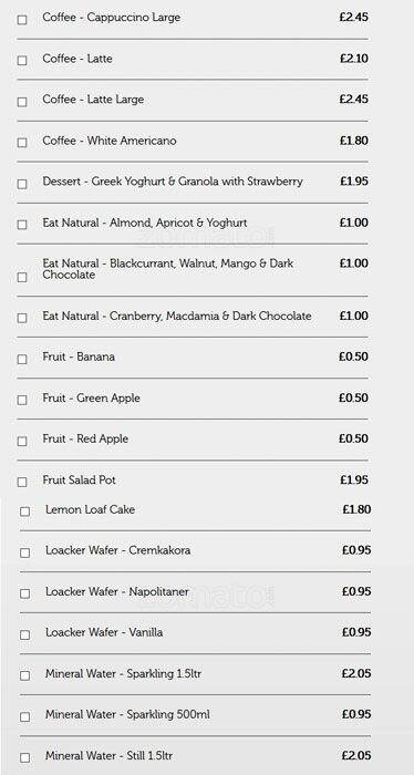 Menu at Philpotts cafe, Glasgow