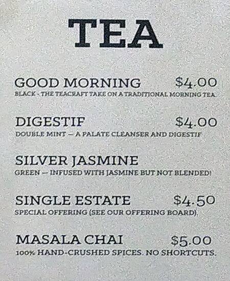 Menu at Brew Collective Coffee. restaurant, Sydney, 1 Margaret St