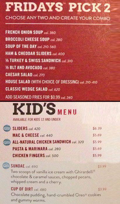 Menu at TGI Fridays pub & bar, West New York, 604 5th Ave