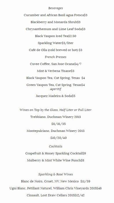 Menu at Dai Due restaurant, Austin, Manor Rd