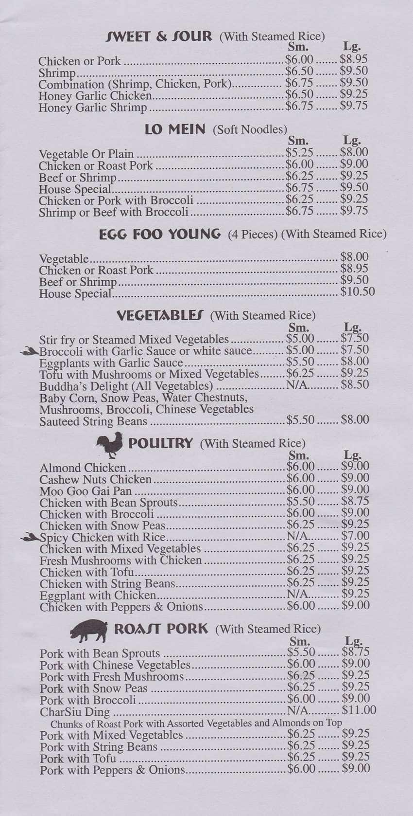 Menu at Silver Wok restaurant, Delray Beach