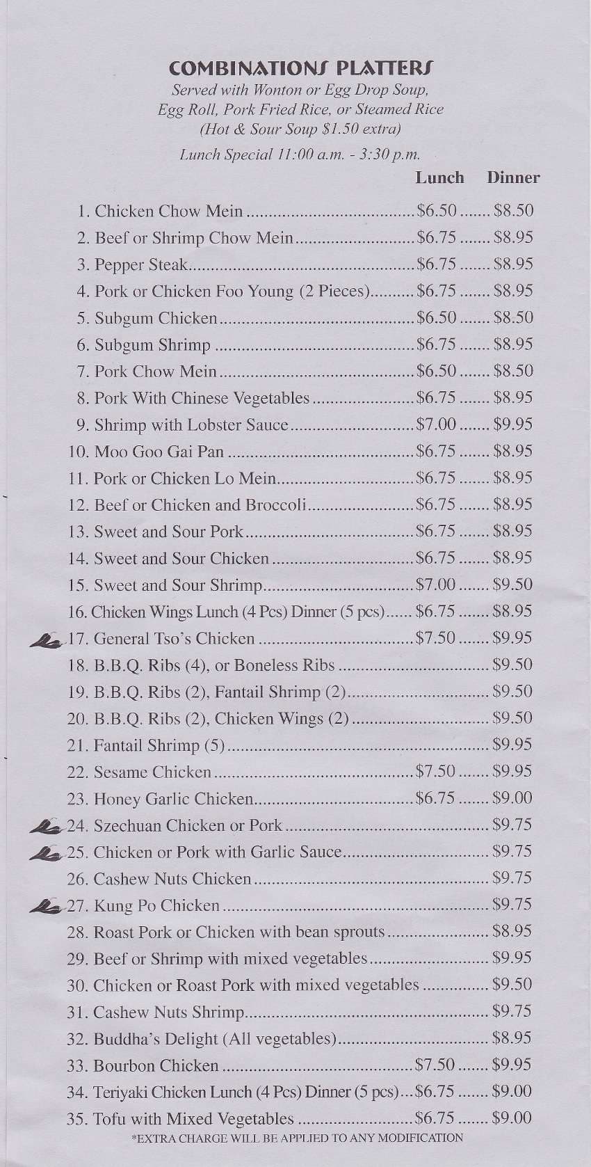 Menu at Silver Wok restaurant, Delray Beach