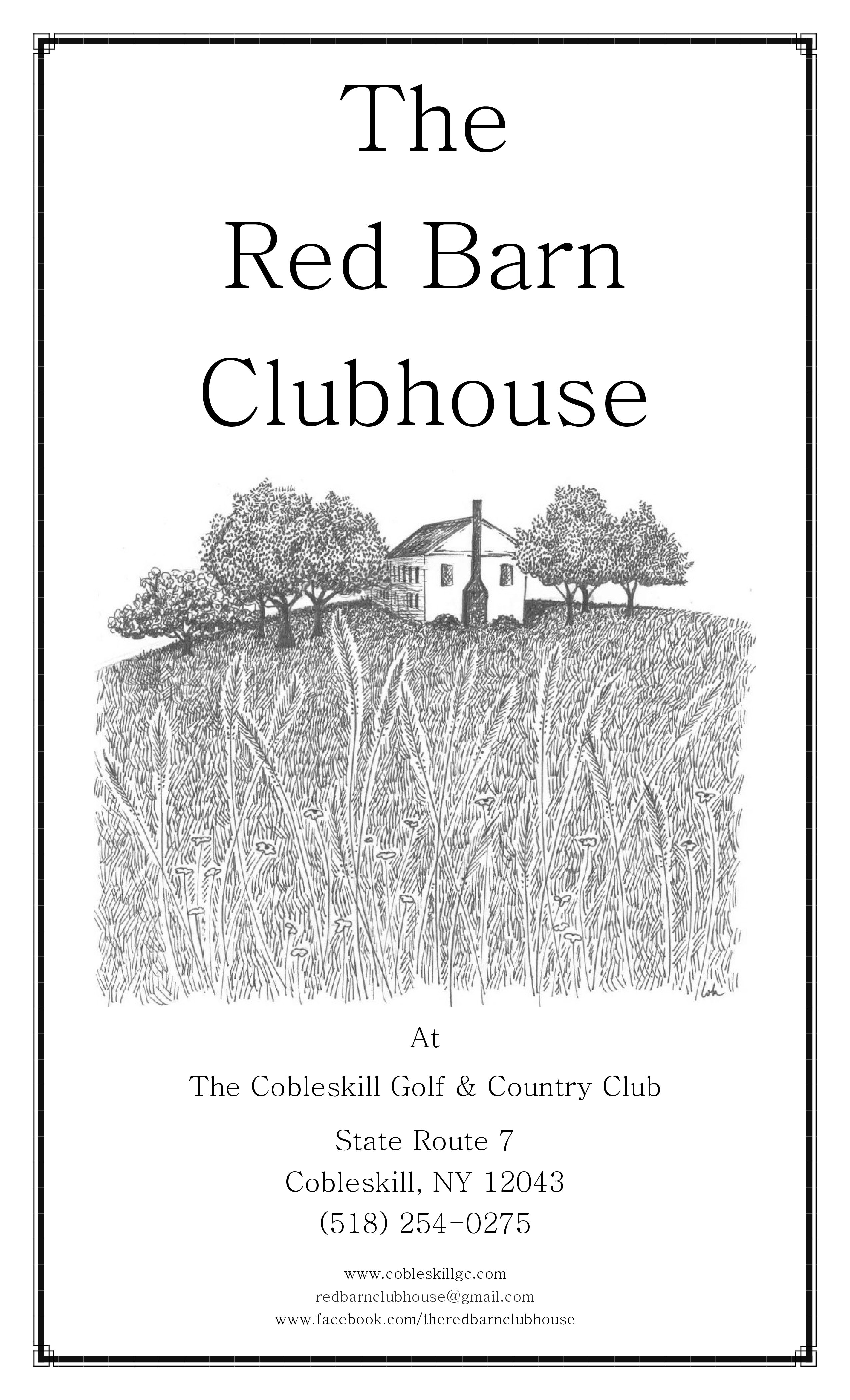 Menu at The Red Barn Clubhouse, Cobleskill