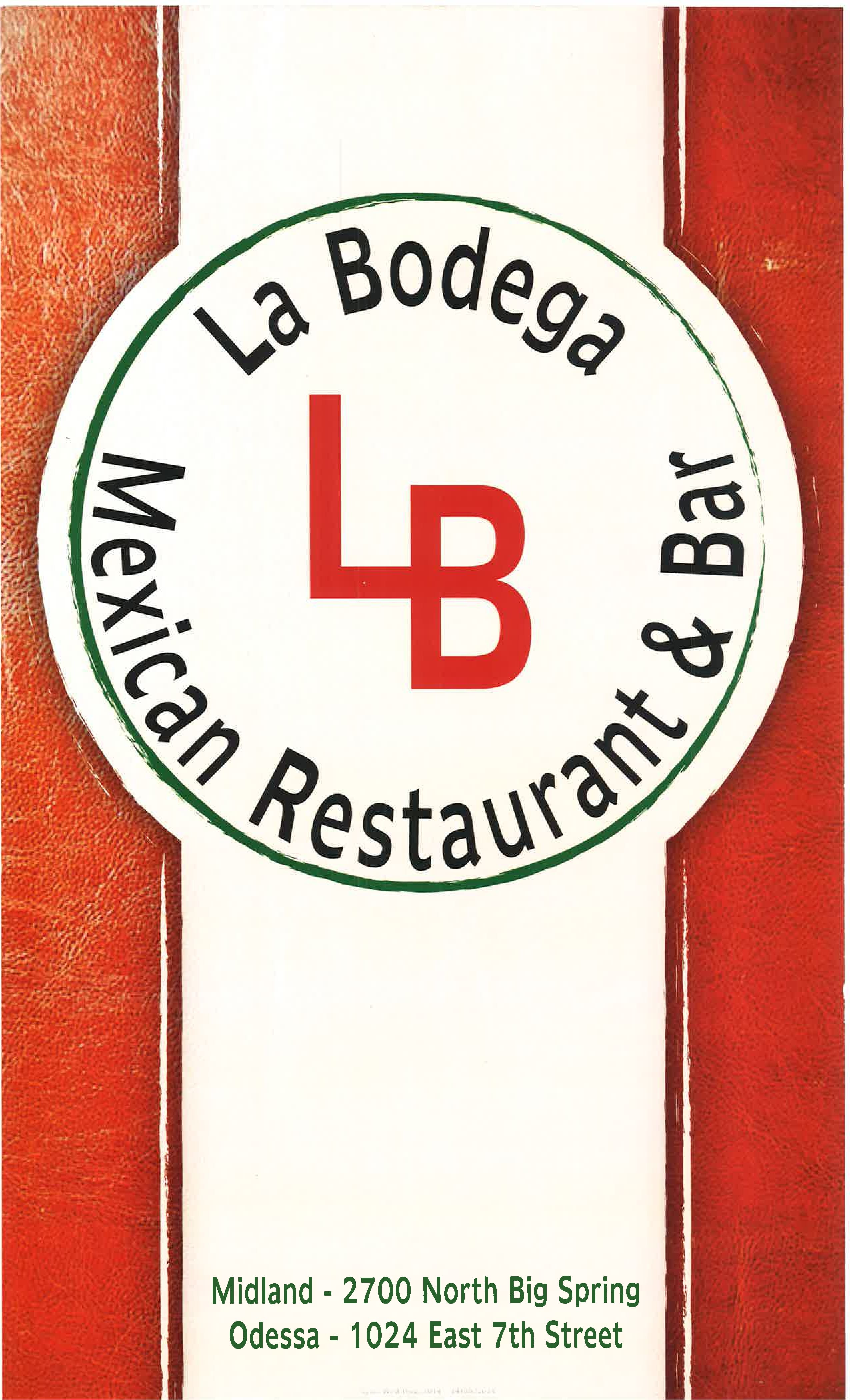 Menu at La Bodega Mexican Restaurant, Midland, N Big Spring St
