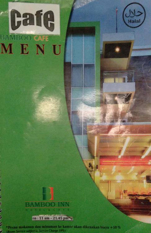 Menu at Bamboo Inn Cafe, West Jakarta