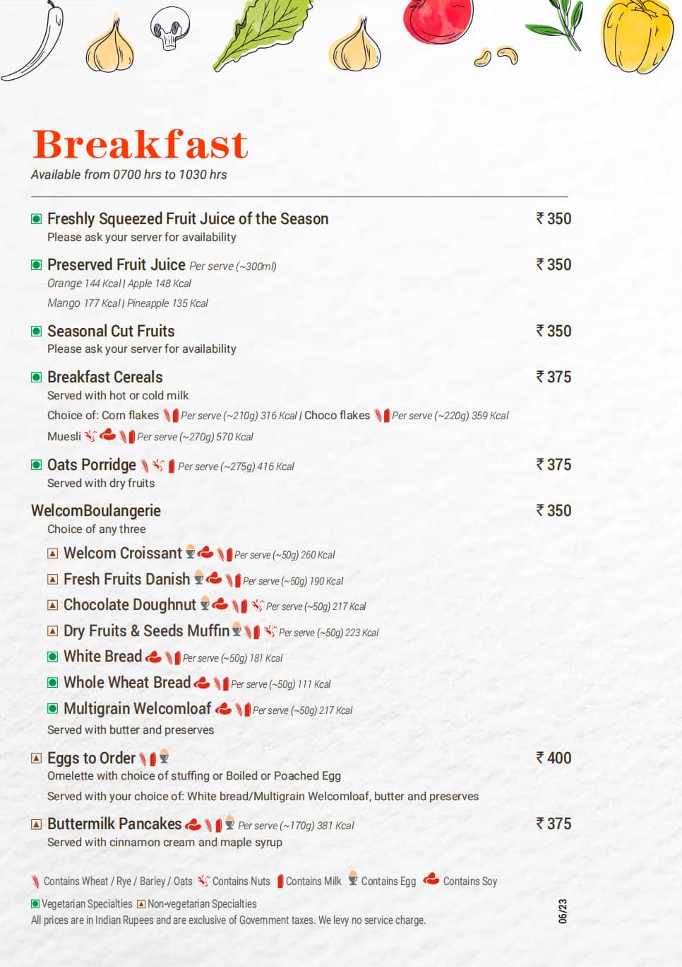 Menu of WelcomCafe Jacaranda - WelcomHotel By ITC Hotels, Richmond Road ...