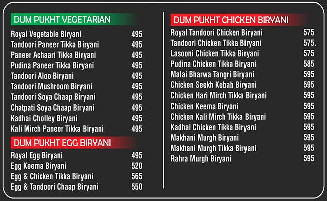 Menu of Matka Biryani Chef, Sector 37, Faridabad