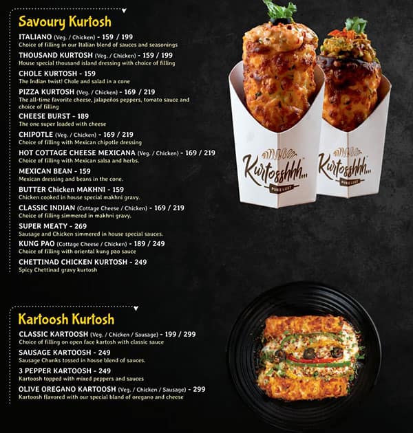 Menu of Kurtosshhh, Saibaba Colony, Coimbatore