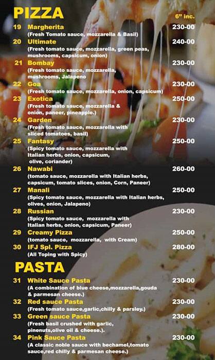 Menu of Infinity Food Junction, PG Road, Secunderabad