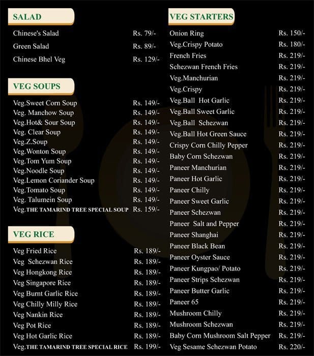 Menu at The Tamarind Tree, Mumbai, T3 - Tertulian Road