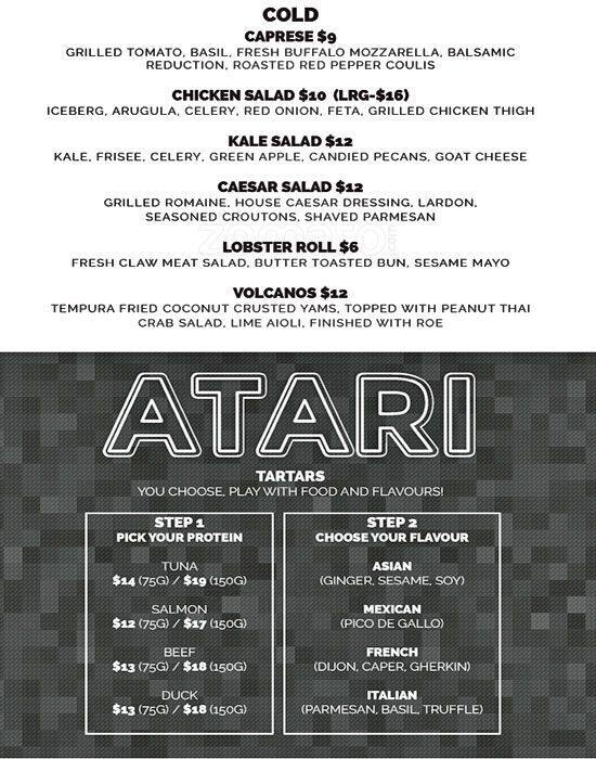 Menu at Atari Garden pub & bar, Ottawa