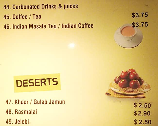 Menu at Flora Indian Restaurant, Melbourne