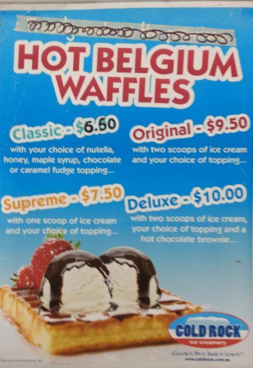 Menu at Cold rock desserts, Campbelltown