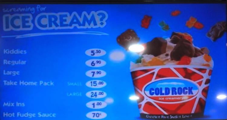 Menu at Cold rock desserts, Campbelltown