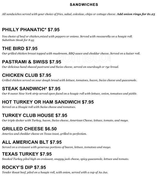 Menu at Pitchers Sports Restaurant, Aurora