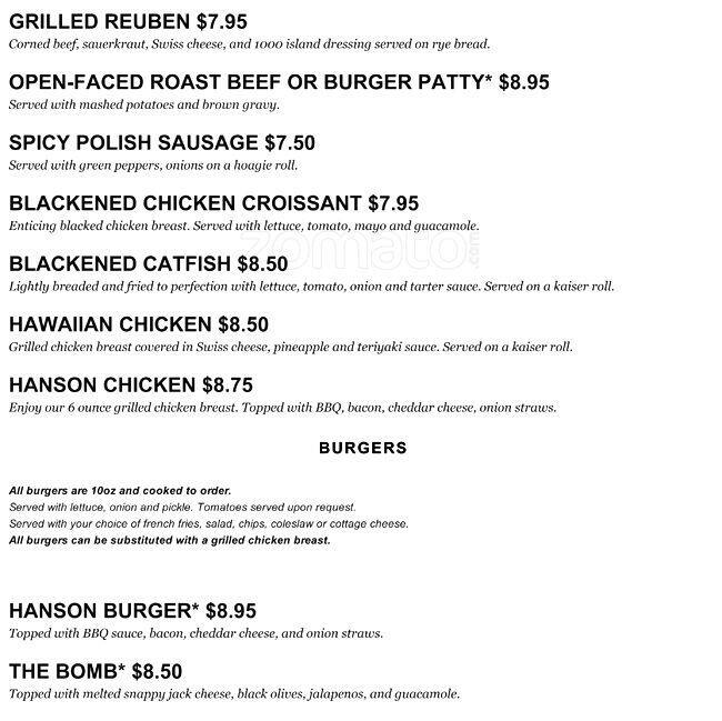 Menu at Pitchers Sports Restaurant, Aurora