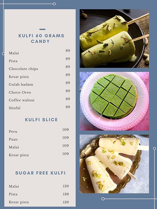 Menu of Qulfi - All Natural Kulfis, Malad West, Mumbai